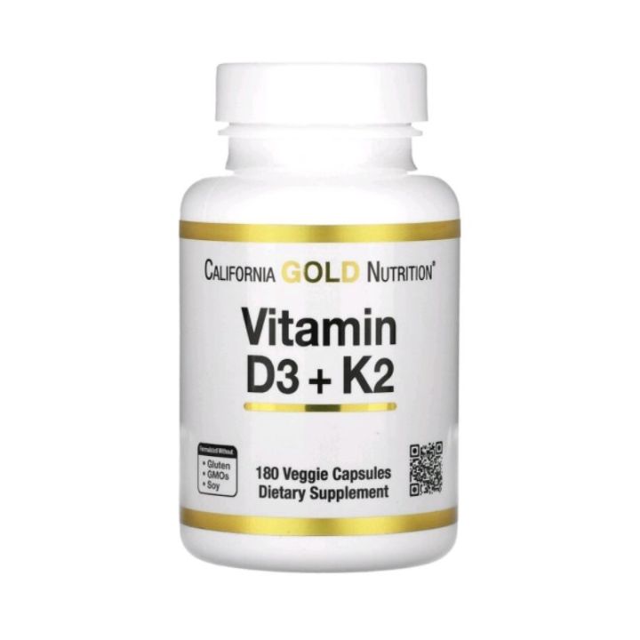Vitamin D3 + K2, 180 Veggie Capsules by California Gold Nutrition ...