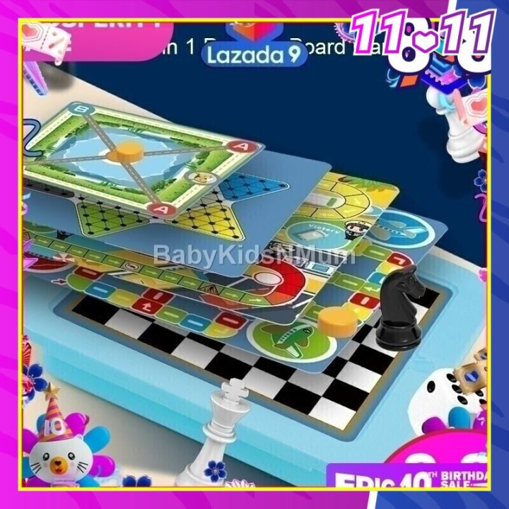 42 in 1 Family Board Game Set Travel-Friendly Chinese Checkers Snakes ...