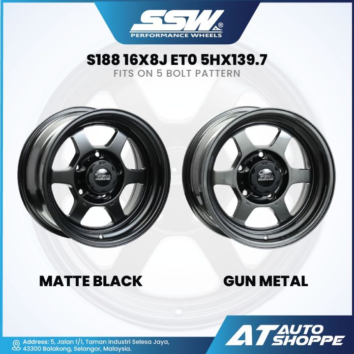 SSW Wheels S188 Matte Black/ Gun Metal 16x8 ET0 5x139.7 (1 Piece) | Lazada