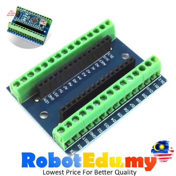 [ NEW SOLDERED ] Arduino Nano I/O Pin Expansion Terminal Adapter Block ...