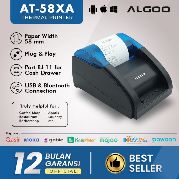 ALGOO AT-58XA Printer Thermal Cetak Struk Kasir Bluetooth USB 58mm | Lazada Indonesia