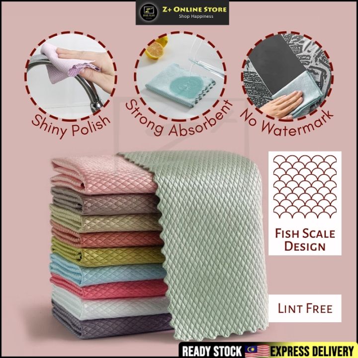 Fish Scale Kitchen Cloth Rag Polish Kain Skala Ikan Microfibre Magic ...