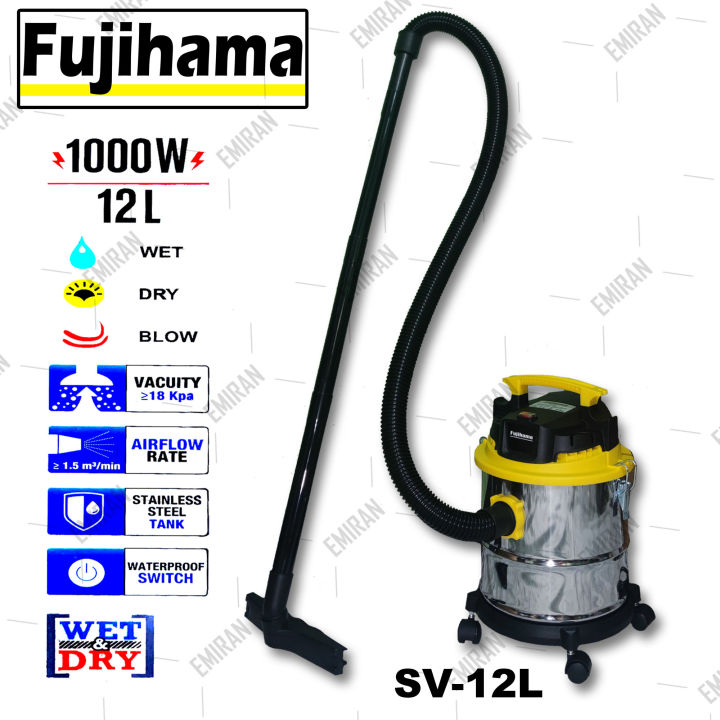 FujihamaVacuum Cleaner 12 Liters Stainless 3 in 1 (Wet Dry Blow ...