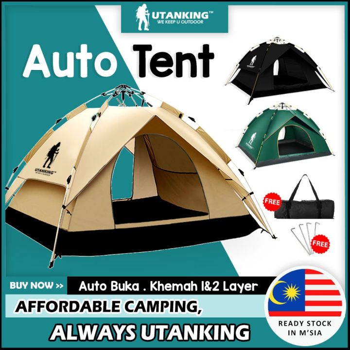 Fully Automatic Tent 2 Doors Camp Auto Outdoor UV Foldable Khemah Auto ...