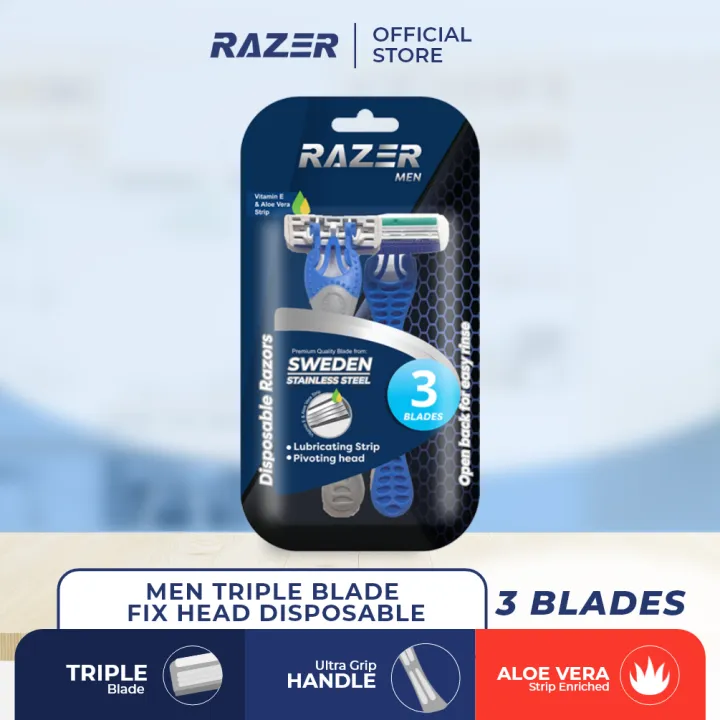Razer Mens Triple Blade Disposable Razor by 2 Pieces | Lazada PH