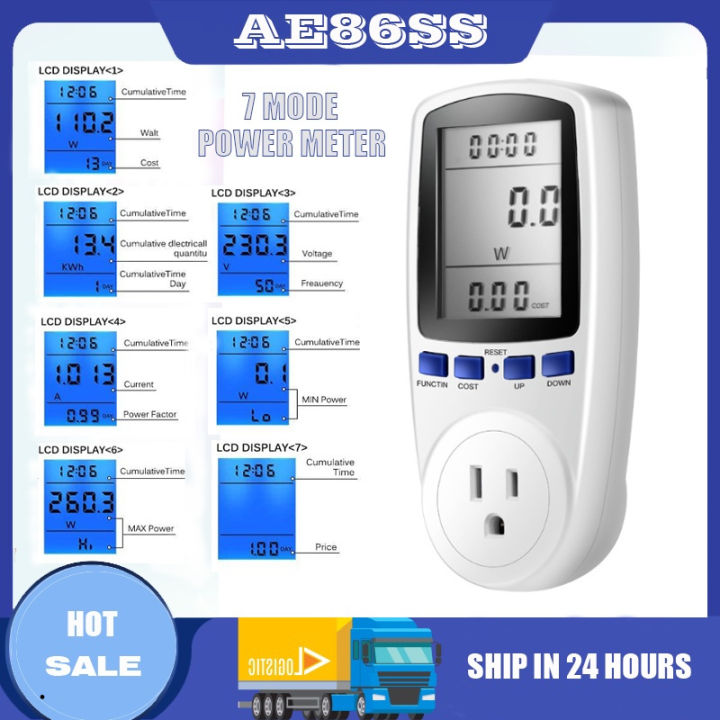 Digital Watt Power Meter Electric Monitor US 220V PlugSocket Voltage ...