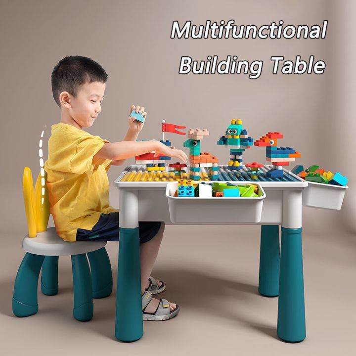 Big Building Blocks Table with Chair and Blocks Kids Table and Chair ...
