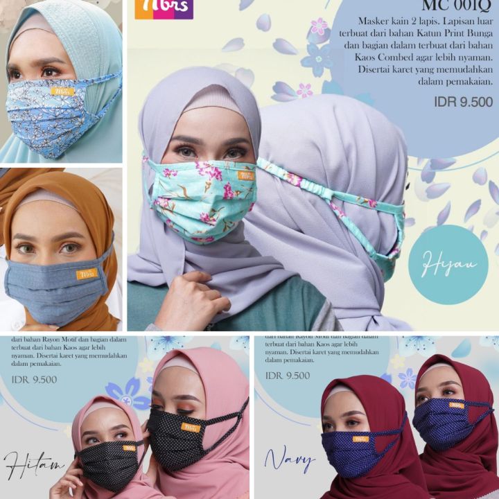 Masker Nibras Masker Dapat Diisi Tissue Masker kain 2 ply MASKER HIJAB ...