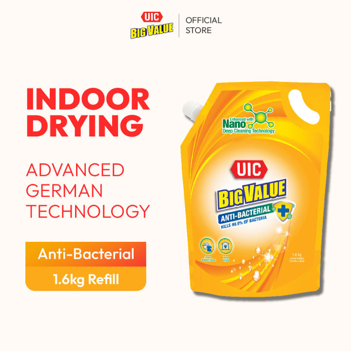 UIC Big Value Laundry Liquid Detergent (Anti-Bacterial) 1.6kg Refill ...