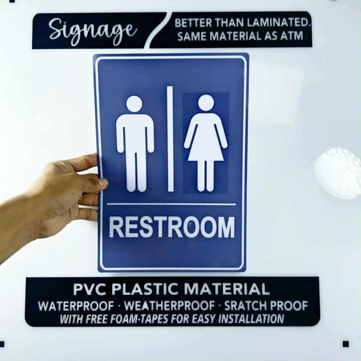 SIGNAGE - RESTROOM - BLUE - PVC PLASTIC MATERIAL SIGNAGE | Lazada PH