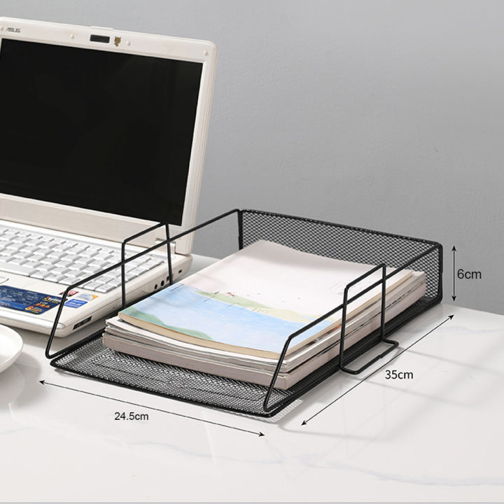 1pc Stackable Desk File Metal Mesh Document Tray Table Organizer ...
