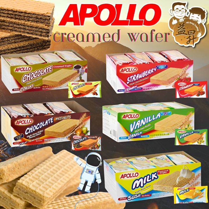 24 packs x 13gm - Apollo Creamed Wafer [Chocolate / Strawberry / Milk ...