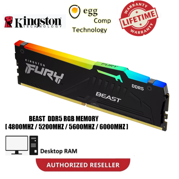 Kingston FURY Beast DDR5 RGB Desktop Gaming Memory RAM - 4800MHZ ...