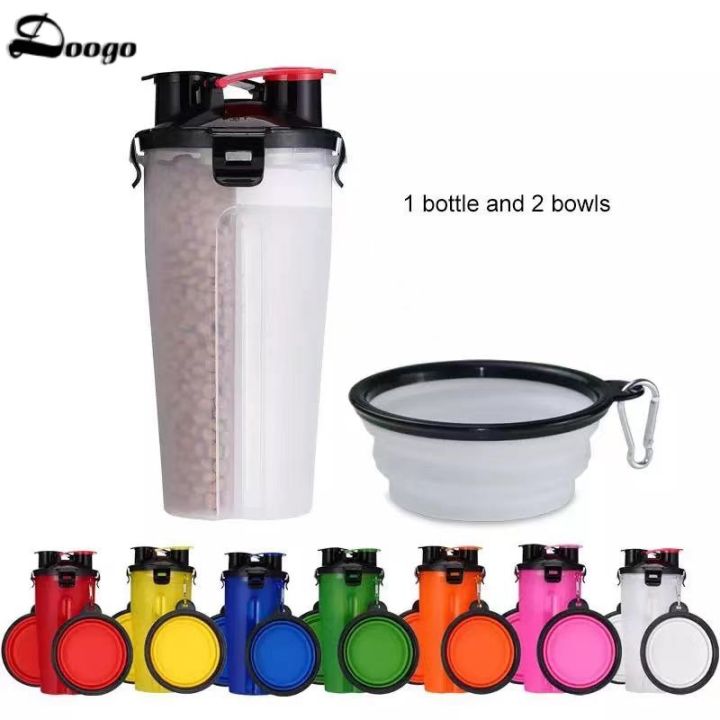 Doogo 2 IN 1 Dog Travel Water Bottle Collapsible Pet Food Container ...