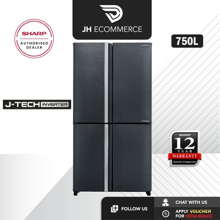 Sharp 750L J-Tech Inverter 4 Door Refrigerator SJF921VMSS | 700L ...