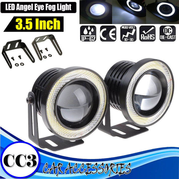 Universal Car Fog lights Universal Waterproof 1200Lm 2pcs Angel Eyes COB LED DRL Driving Lights ...
