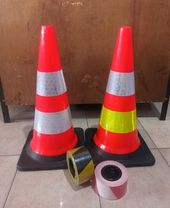Traffic Cone besar dan Police Line ukuran standar polos Merah Putih ...