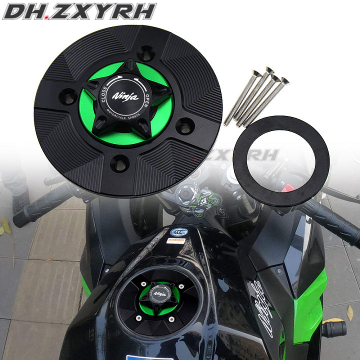 CNC Motorbike Fuel Gas Tank Cap Cover Keyless For Kawasaki Ninja 400 ...