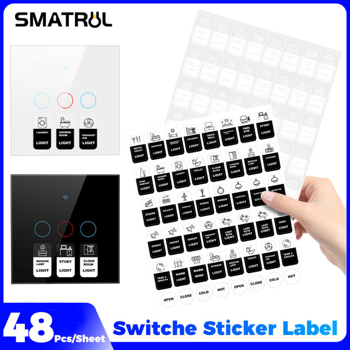 SMATRUL Touch Switch Lcon Sticker Wording Label Push Button Wall Switch ...