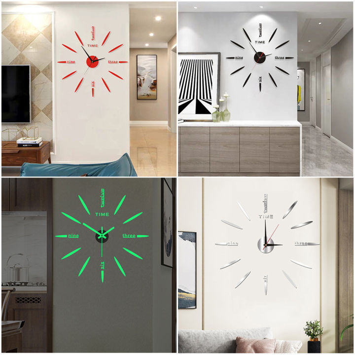 1Set 3D Luminous Wall Clock Frameless Digital Wall Clocks DIY Acrylic Mirror Stickers Quartz ...