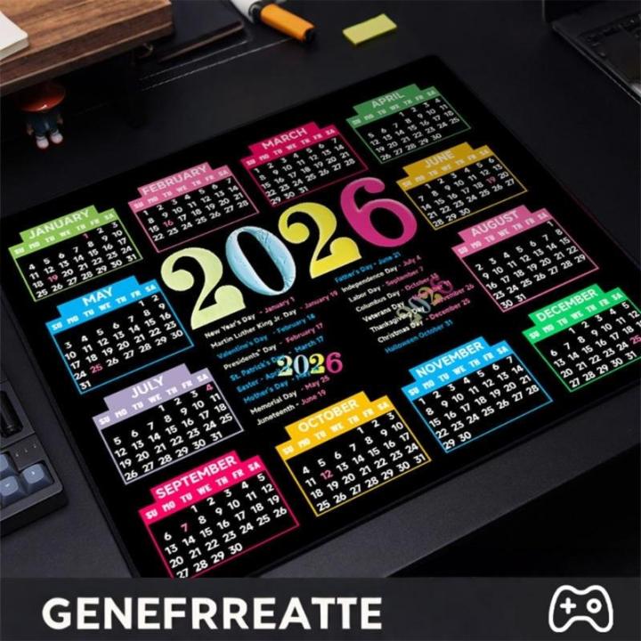 2026 Calendar Mouse Pad Featuring Full Year Dates Colorful Design for ...