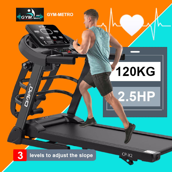 2.5hp electric foldable X2 treadmill with LED LCD Screen and heart rate ...