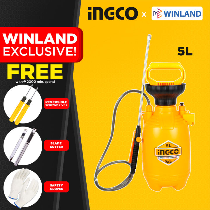 INGCO by Winland 5L/8L Pressure Mist Disinfectant Knapsack Spray ...
