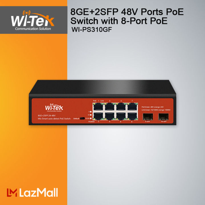 Wi-Tek WI-PS310GF 8GE+2SFP 48V Ports PoE Switch with 8-Port PoE | 8GE ...