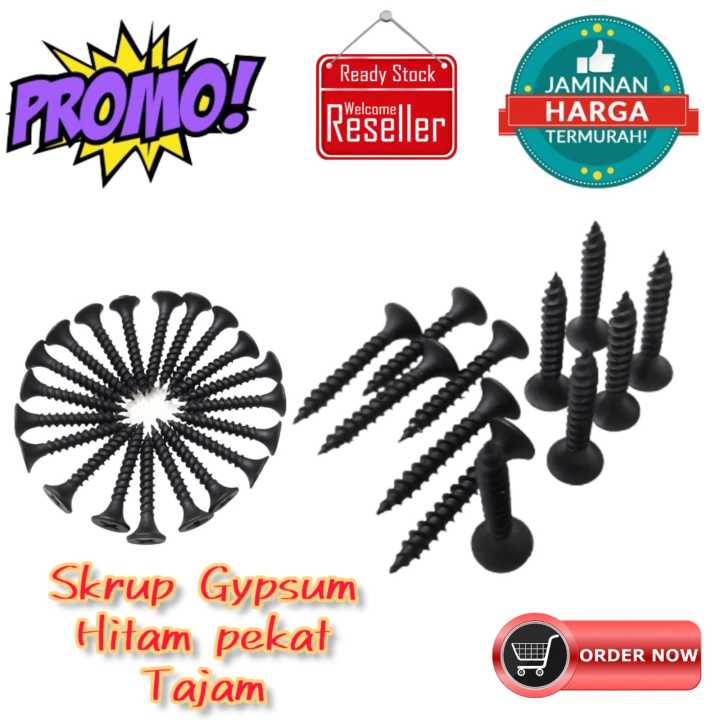 Skrup Sekrup Gipsum Gypsum Drywall Screw 3/4" Inch 2cm Hitam Tajam ...