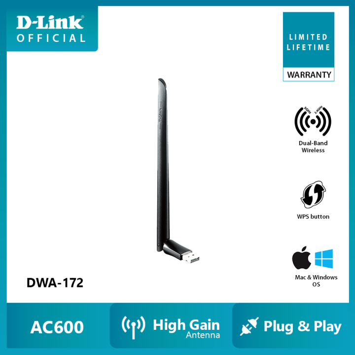 D-Link DWA-172 AC600 Dual Band USB Adapter ตัวรับสัญญาณ USB Wi-Fi พร้อม ...
