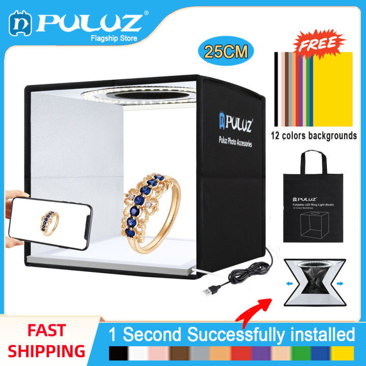 2021 NEW PULUZ 25cm Folding Portable Light Box with Shadowless Light ...