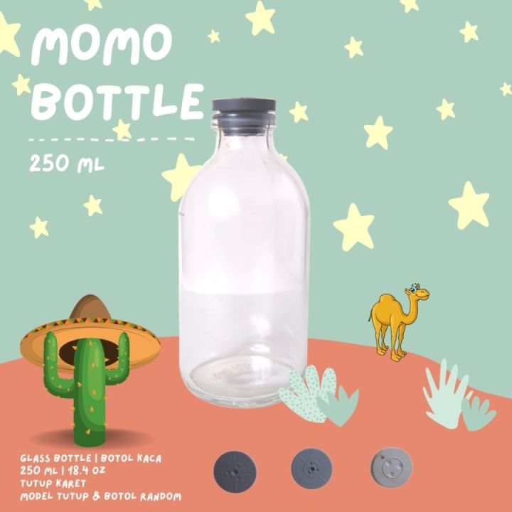 MOMO Glass Bottle 250 mL | Botol Kopi Kaca | Botol Juice Beling ...