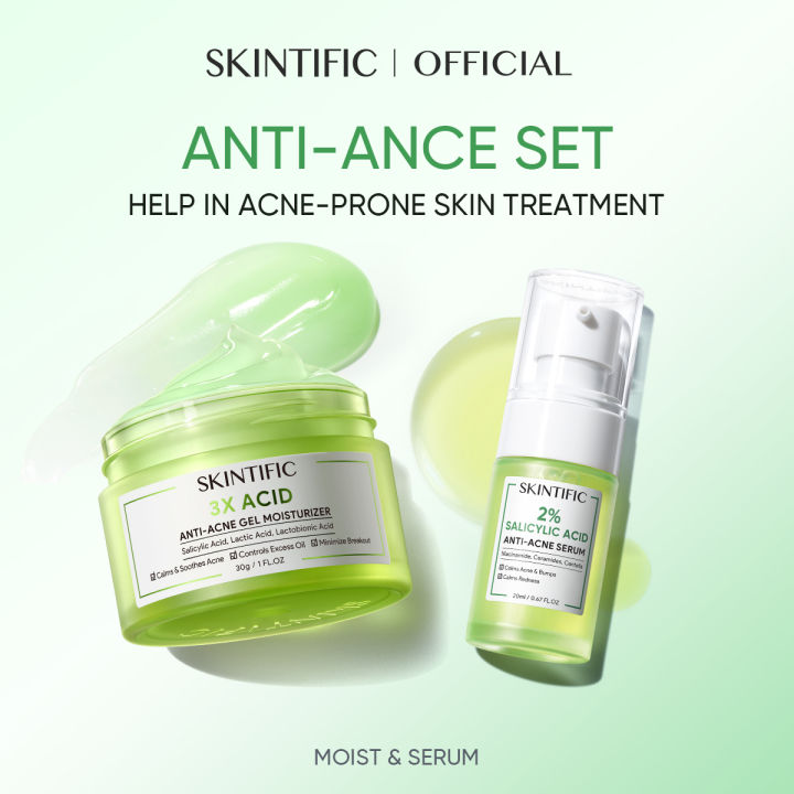 SKINTIFIC Scientific Care Acne care treatment set - 3X Acid Moisturizer ...