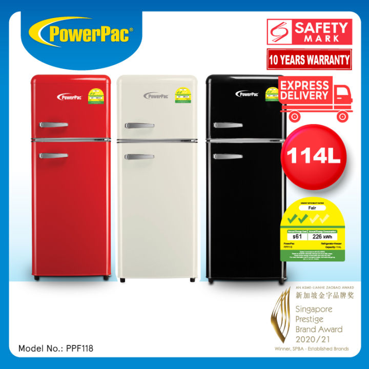 PowerPac 2-Door Fridge 114L Retro Fridge, Mini Fridge (PPF118) | Lazada ...