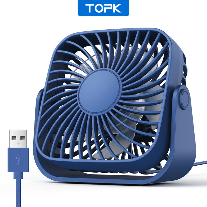 TOPK 4Inch USB Mini Portable Fan for Camping,3 Speeds Quiet Desk Table ...