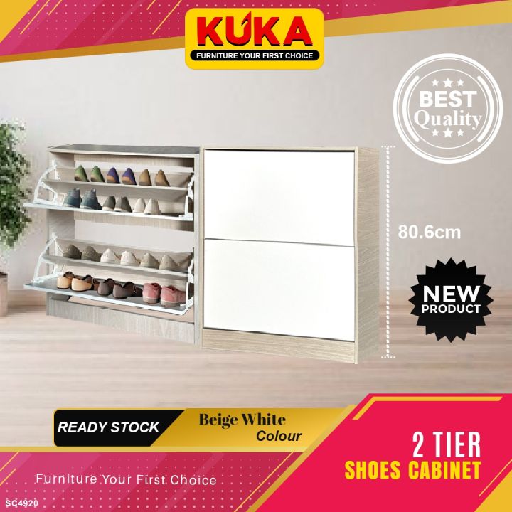 2 Tier Trendy Shoe Cabinet Color : Beige White & Columbia Grey _ 12 ...