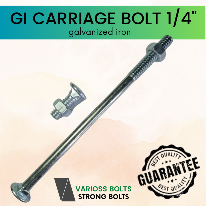 GI Carriage Bolt, 1/4 or 1/4 inch diameter Carriage Bolt Bolts, Length ...