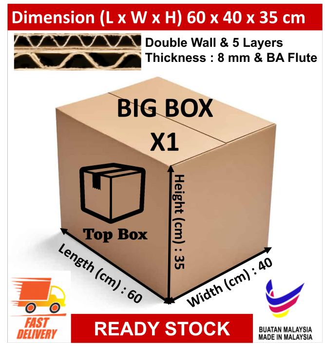 BIGBOX Carton Box Large Packaging Box Corrugated Cardboard Kotak ...