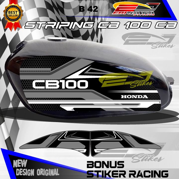 STIKER TANGKI CB100 SEMU FULL / STRIPING TANGKI CB 100 CUSTOM BERBAHAN ...