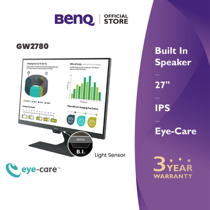 BenQ GW2780 27" 1920x1080 IPS LED FHD Slim Edge to Edge Wide Viewing ...