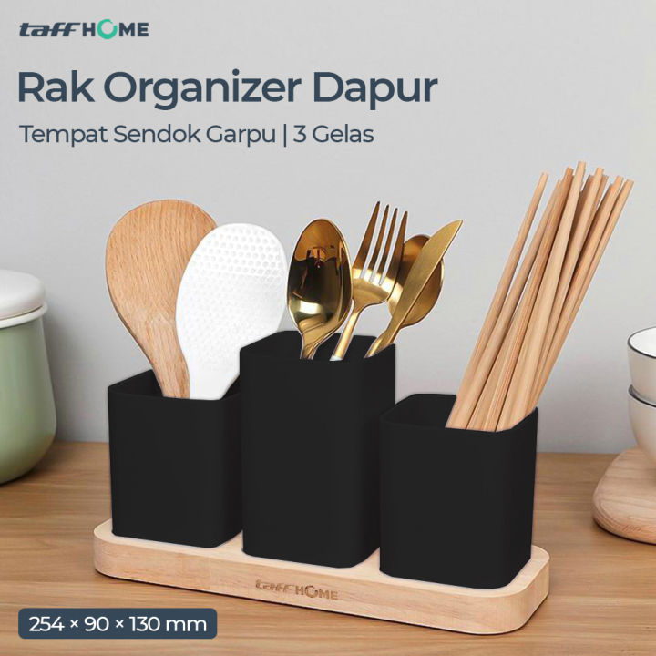 Rak Organizer Dapur Tempat Sendok Garpu 3 Gelas - LL251 | Lazada Indonesia