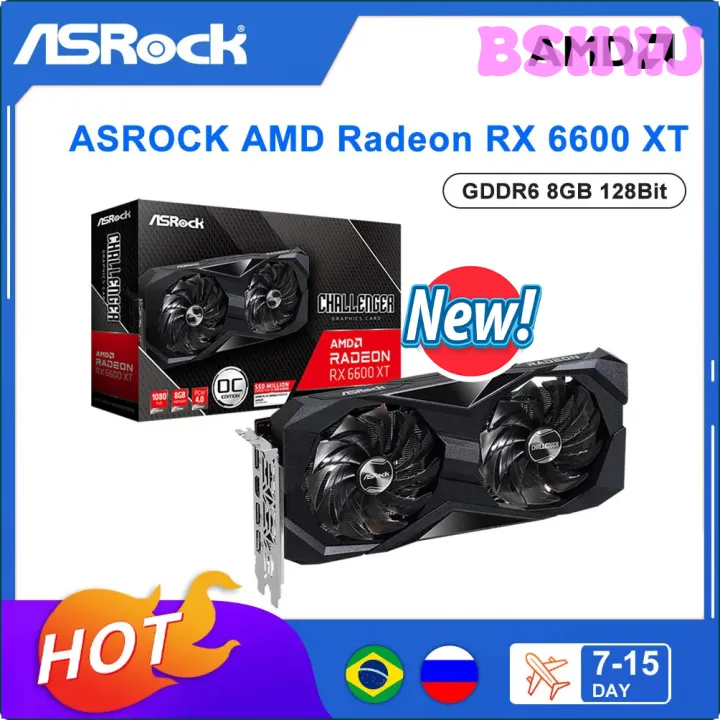 BSHWJ ASROCK New AMD Radeon RX 6600 XT RX6600XT 8GB GDDR6 128-bit 6600XT Video Cards AMD GPU ...