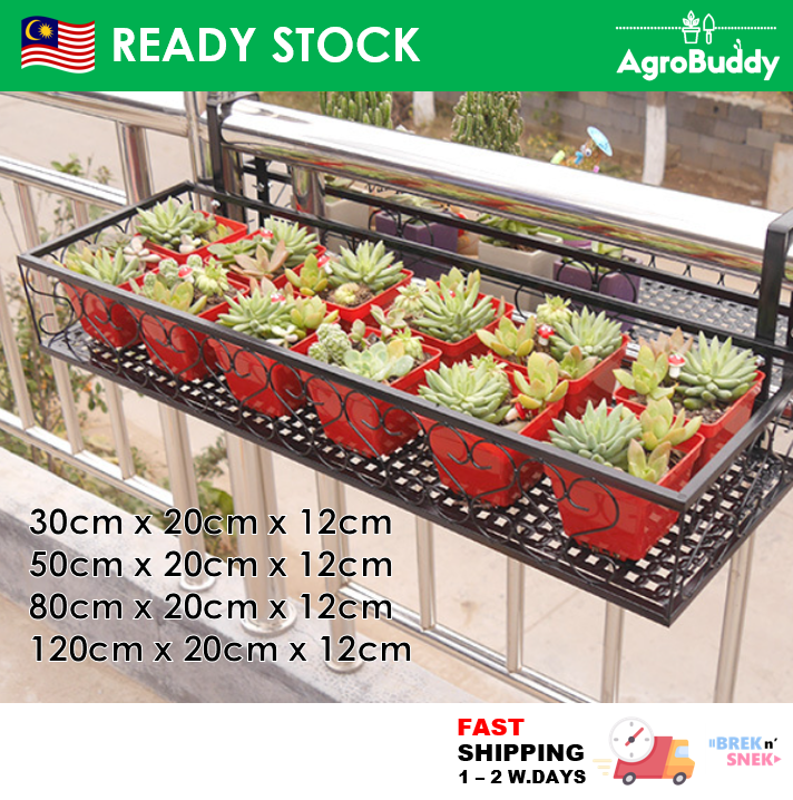 AgroBuddy Single Layer Rectangular Balcony Iron Flower Hanging Rack ...