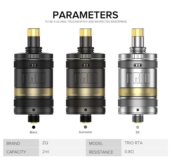 ZQ Vapor Trio MTL RTA review, the first atomizer with triple airflow ...