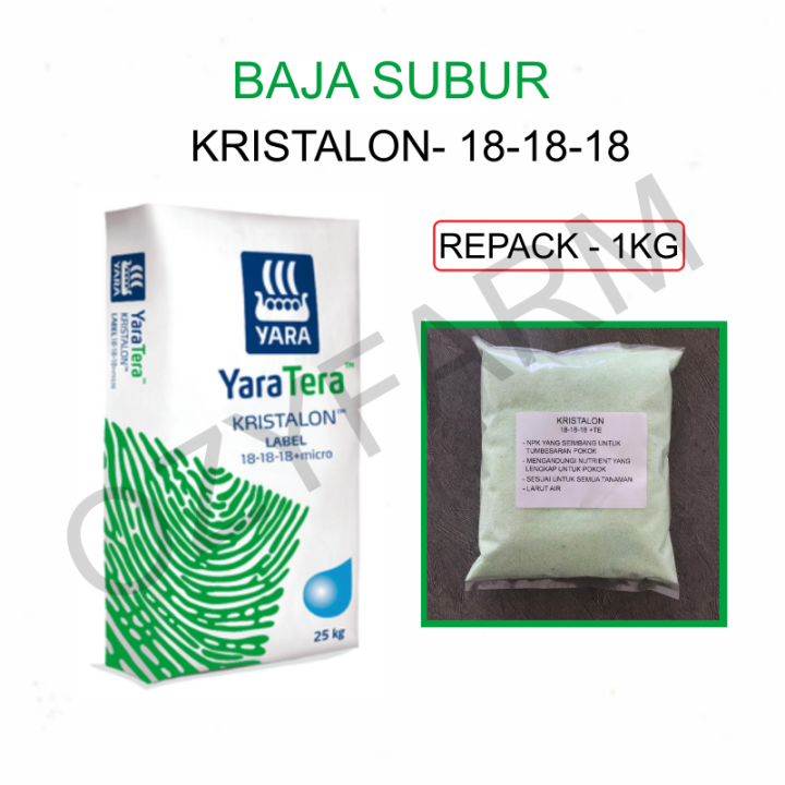 yara kristalon 181818 baja SUBUR fertigasi larut air - repack 1kg | Lazada