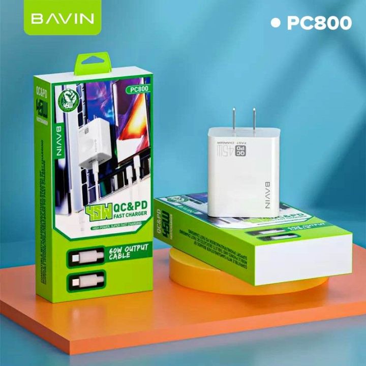 Bavin PC-800 QC&PD 45W Super Fast Charger with Type C to Type C 60w ...