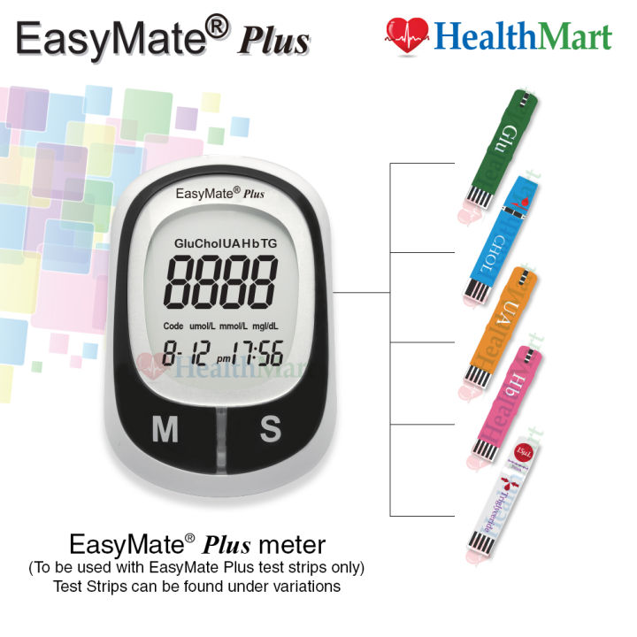 EasyMate Plus Blood Glucose, Cholesterol, Uric Acid, Hemoglobin ...