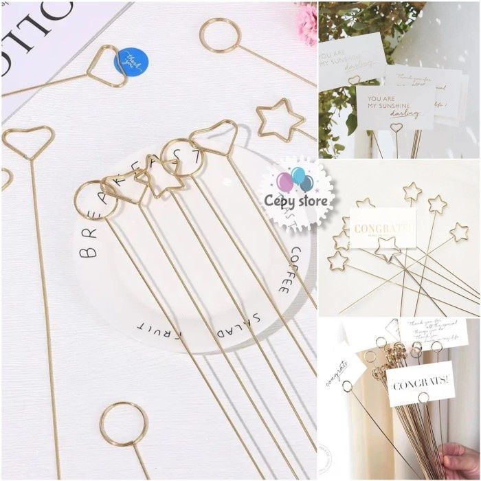 Stick Kartu Ucapan Metal Besi / Stik Klip Kartu Ucapan Buket Bunga ...
