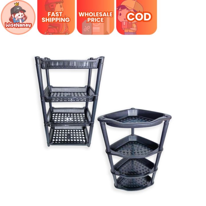 WiseNanay 4-Layered Rack Organizer - Black Plastic Rack | Lazada PH