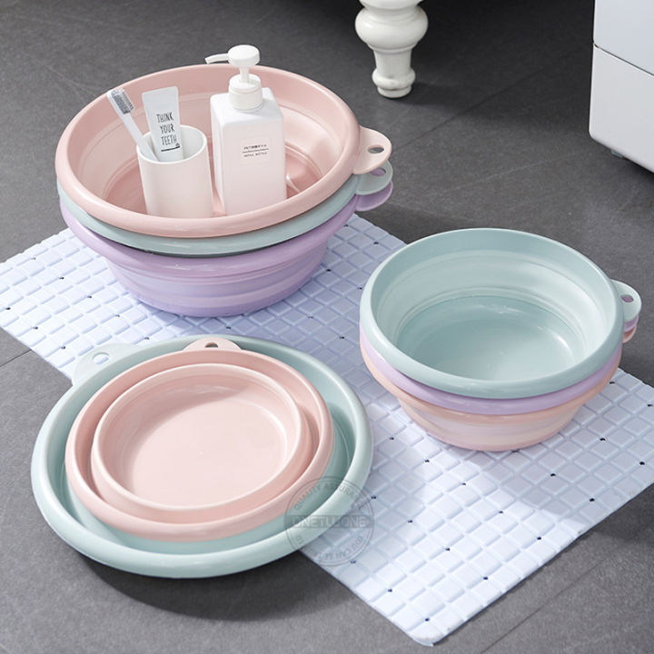Onetwone Folding Basin Bathroom Cleaning Buckets Tubs Foldable Silicone ...